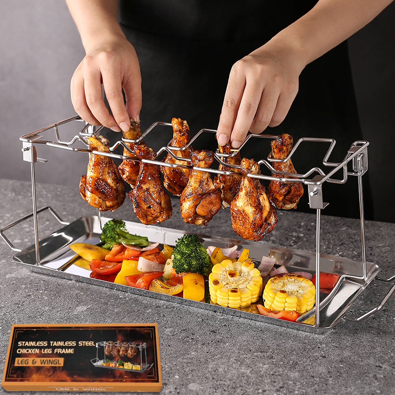 China Portable grill chicken wings rack with drip tray manufacturers ...